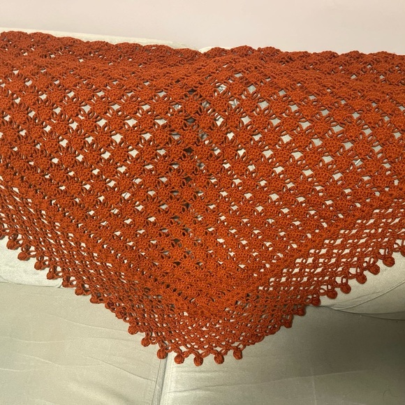 Accessories | Handmade Crochet Shawl In Rust | Poshmark